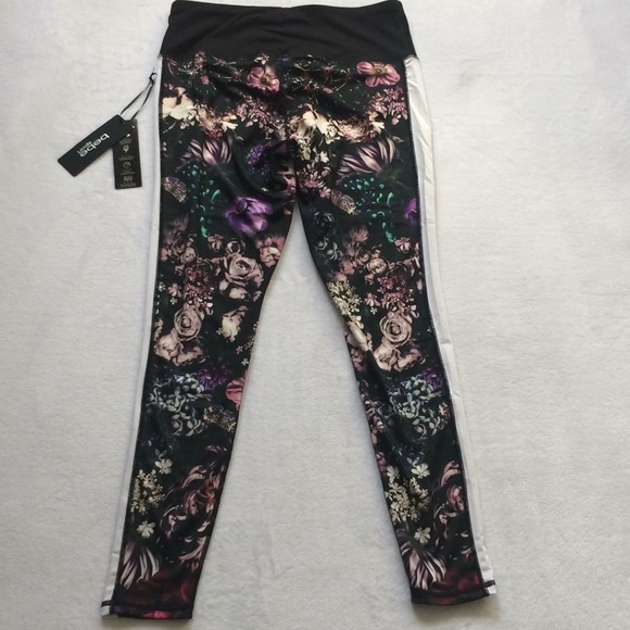 bebe | Pants & Jumpsuits | Bebe Flower Fishnet Stripe Leggings In Size ...